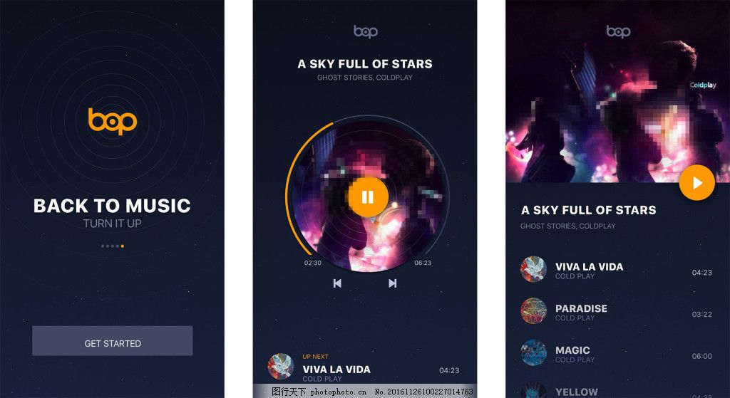 Bop音乐移动手机APP界面UI图片_其他_移动界面-图行天下素材网